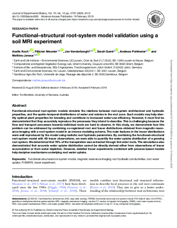 (PDF) Functional–structural root-system model validation using a soil ...