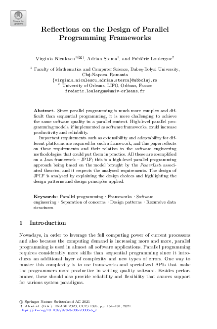 (PDF) Reflections on the Design of Parallel Programming Frameworks