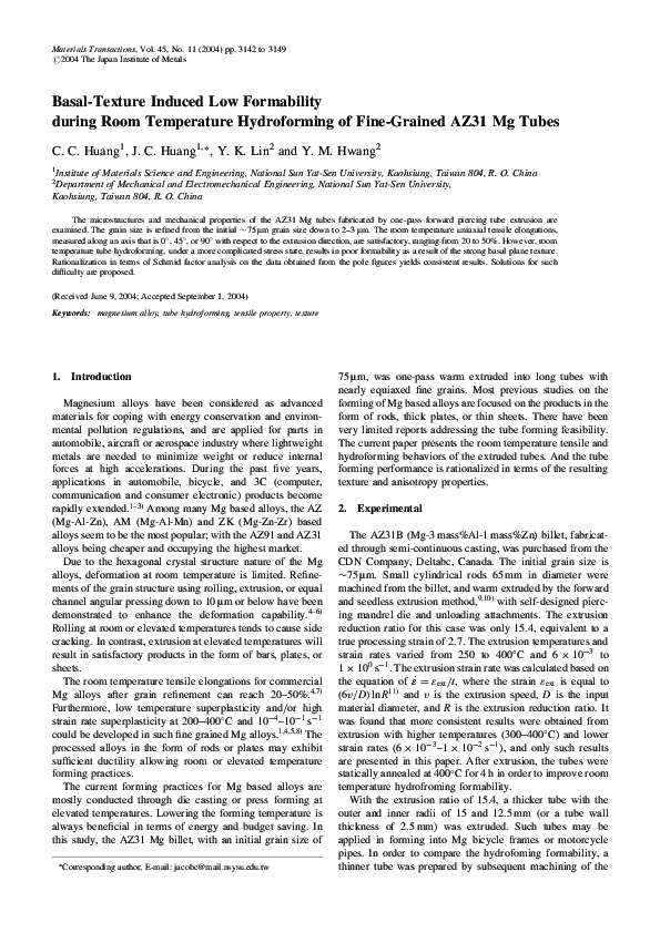 (PDF) Basal-Texture Induced Low Formability during Room Temperature ...