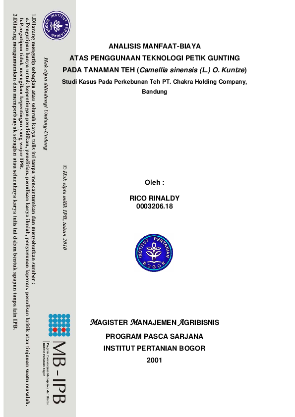 (PDF) Analisis biaya manfaat atas penggunaan teknologi petik gunting ...