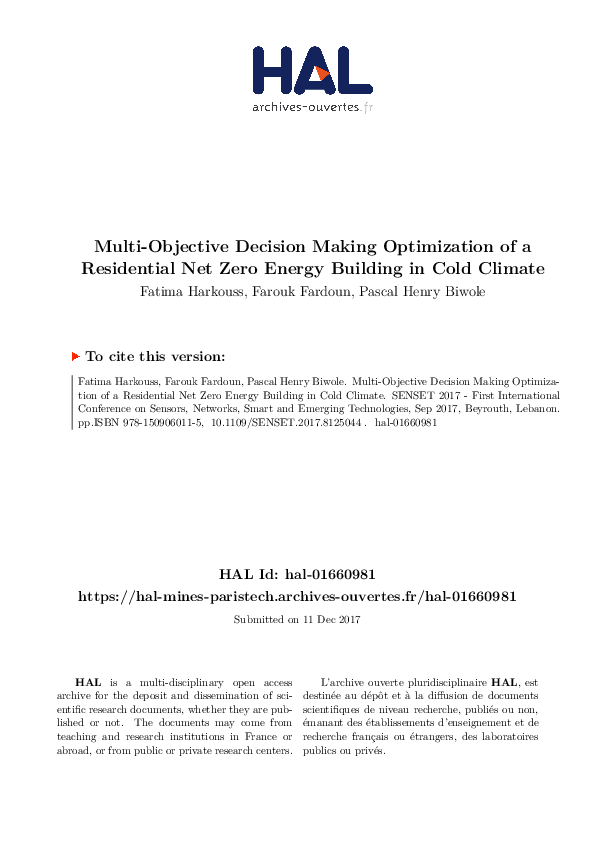 (PDF) Multi-objective decision making optimization of a residential net zero energy building in ...