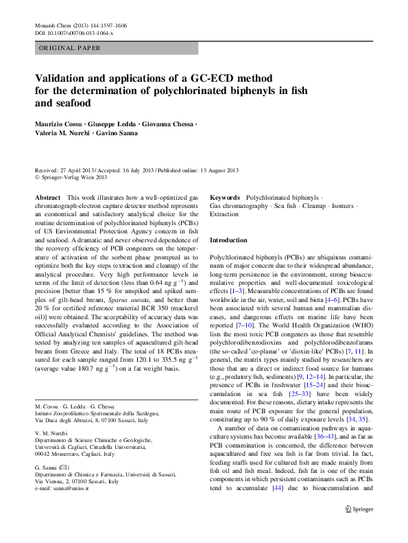 (PDF) Validation and applications of a GC-ECD method for the determination of polychlorinated ...