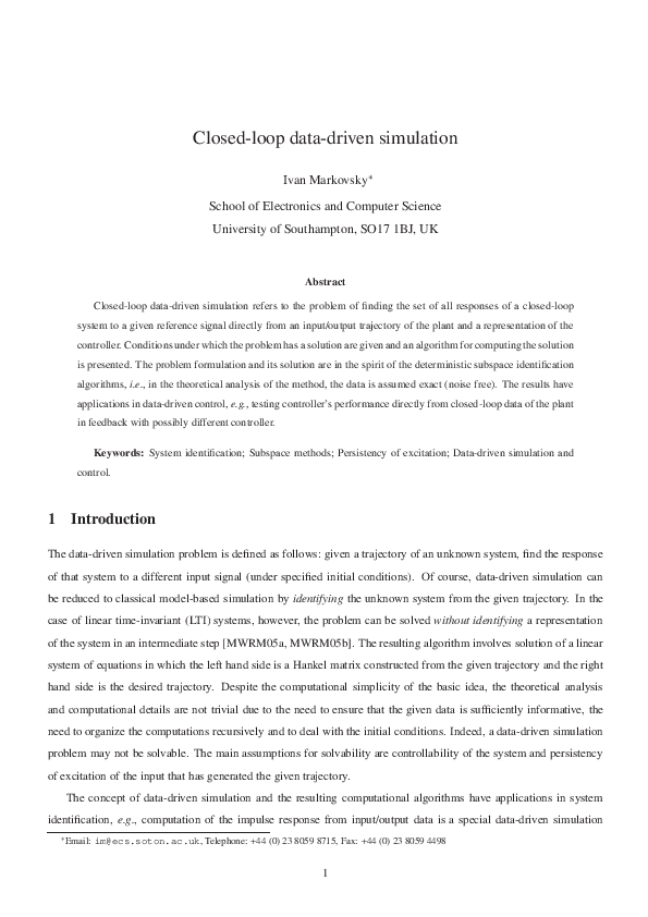 (PDF) Closed-loop data-driven simulation