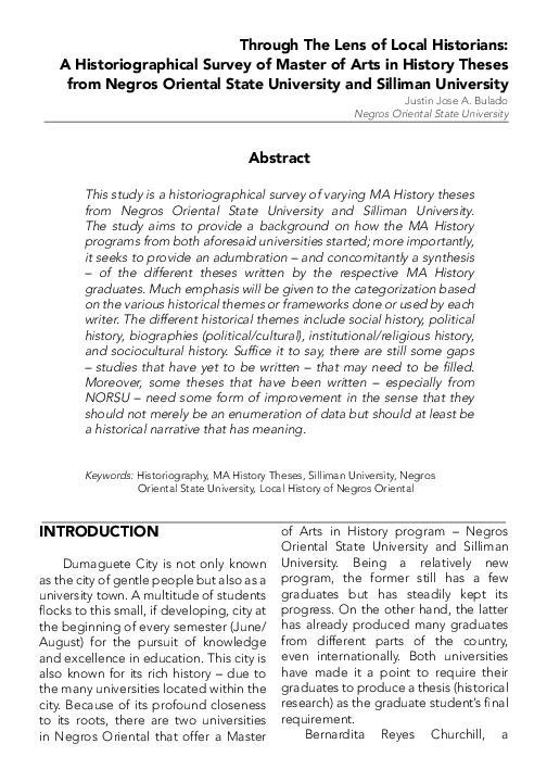 (PDF) Through the Lens of Local Historians: A Historiographical Survey ...