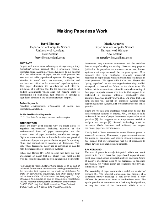 (PDF) Making paperless work