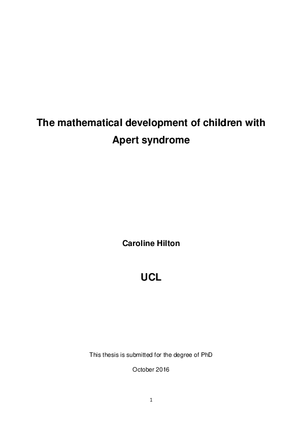 (PDF) The mathematical development of children with Apert syndrome