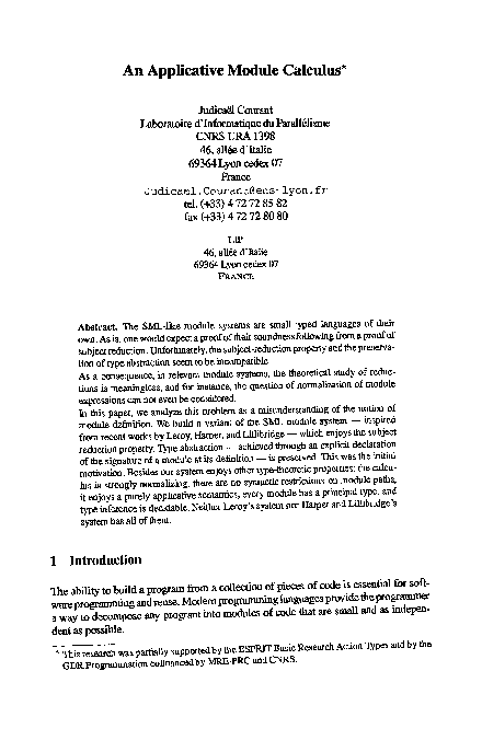 (PDF) An applicative module calculus