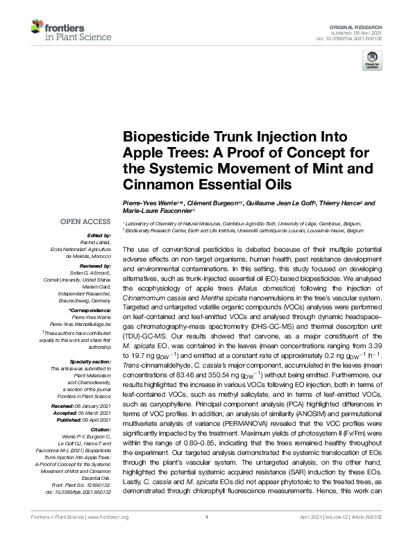 (PDF) Biopesticide Trunk Injection Into Apple Trees: A Proof of Concept ...