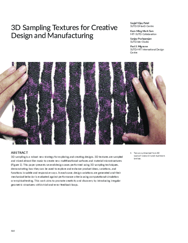 (PDF) 3D Sampling Textures for Creative Design and Manufacturing