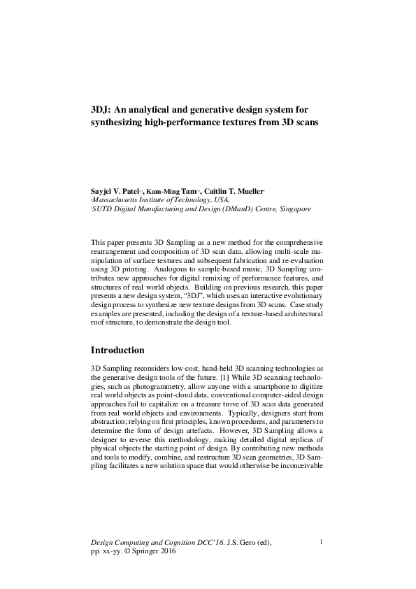 (PDF) 3DJ: Synthesis of 3D Textures from Scans
