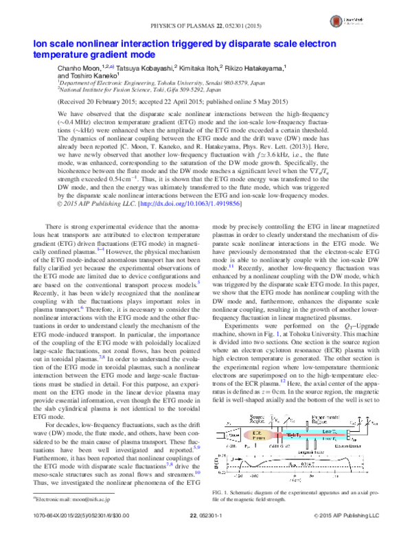 (PDF) Ion scale nonlinear interaction triggered by disparate scale ...