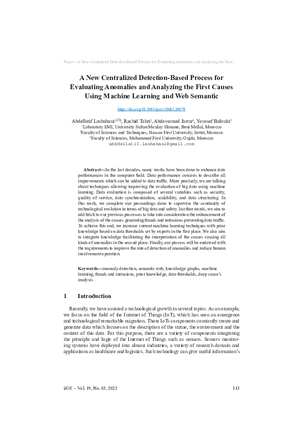 Pdf A New Centralized Detection Based Process For Evaluating Anomalies And Analyzing The First