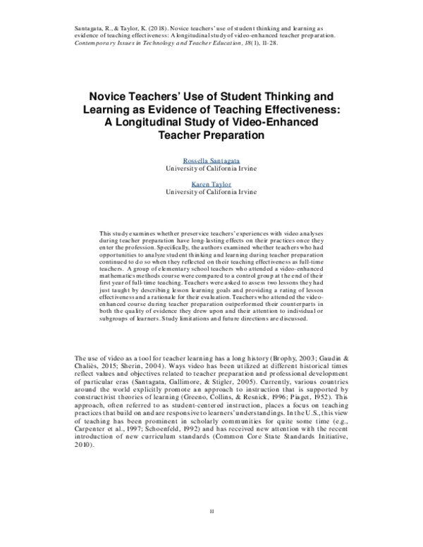 (PDF) Novice Teachers’ Use of Student Thinking and Learning as Evidence ...