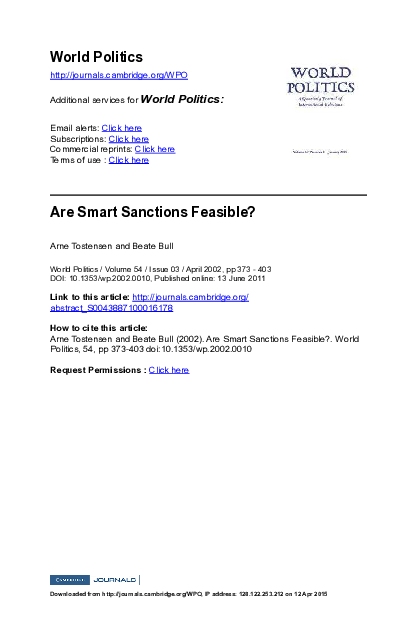(PDF) Are Smart Sanctions Feasible?