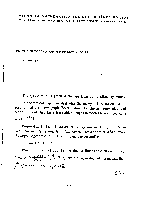 (PDF) On the spectrum of a random graph