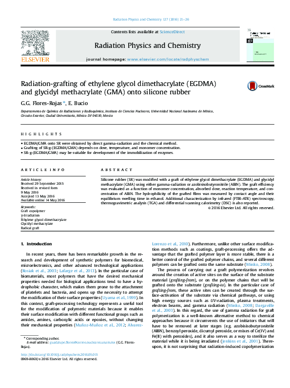 (PDF) Radiation-grafting of ethylene glycol dimethacrylate (EGDMA) and ...