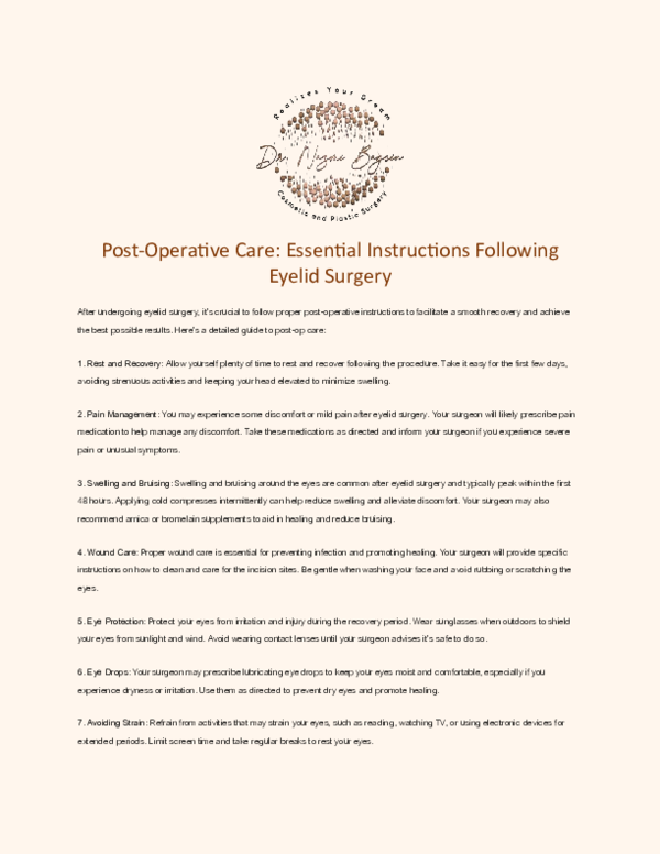 (PDF) Post-Operative Care: Essential Instructions Following Eyelid Surgery