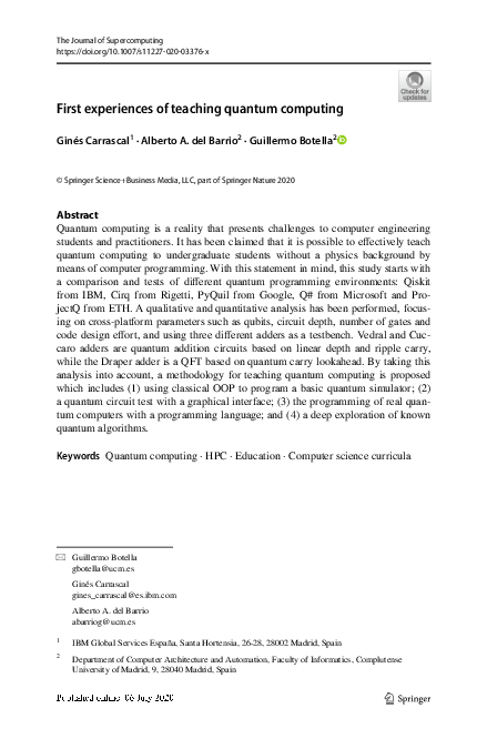 (PDF) First experiences of teaching quantum computing