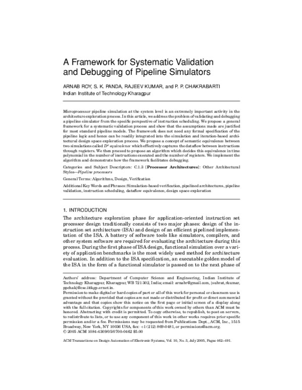 Pdf A Framework For Systematic Validation And Debugging Of Pipeline 4444