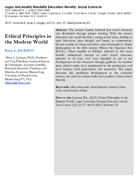 (PDF) Ethical Principles in the Modern World