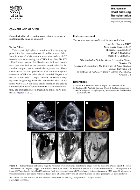 (PDF) Characterization of a cardiac mass using a systematic ...
