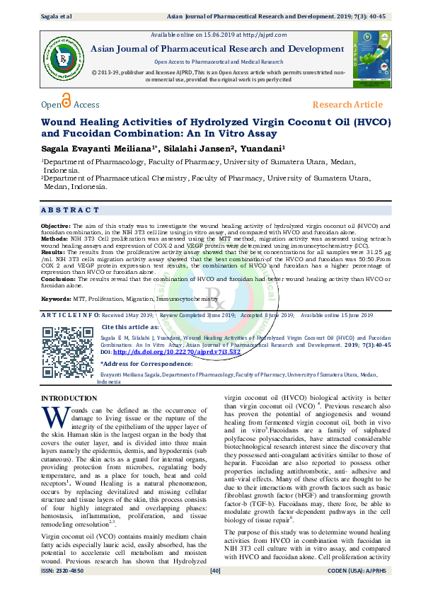 (PDF) Wound Healing Activities of Hydrolyzed Virgin Coconut Oil (HVCO) and Fucoidan Combination ...