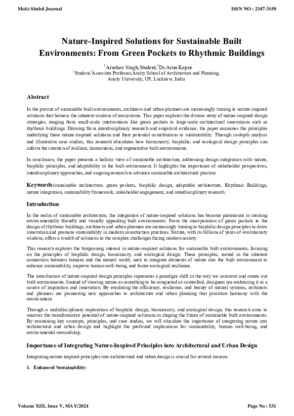 (PDF) Nature-Inspired Solutions for Sustainable Built Environments ...