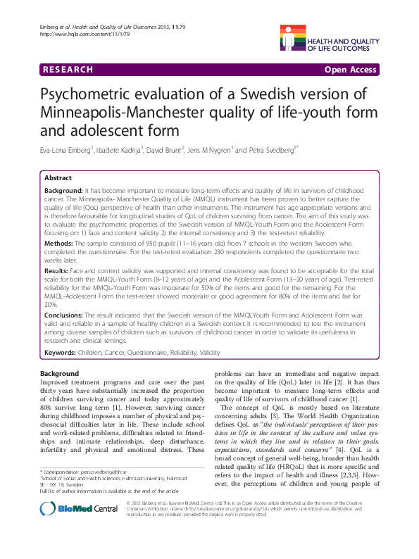 (PDF) Psychometric evaluation of a Swedish version of the Functional ...