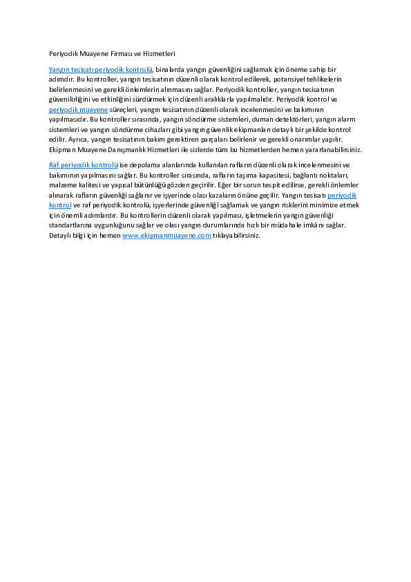 (PDF) Periyodik Muayene Firması ve Hizmetleri