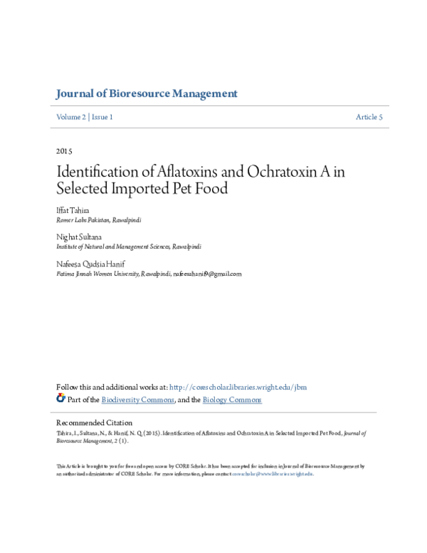 (PDF) Identification of Aflatoxins and Ochratoxin A in Selected ...