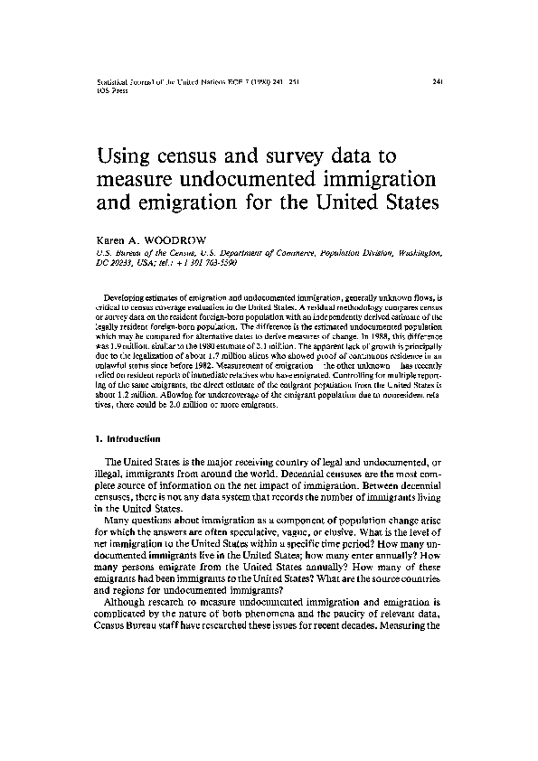 (PDF) Using census and survey data to measure undocumented immigration ...