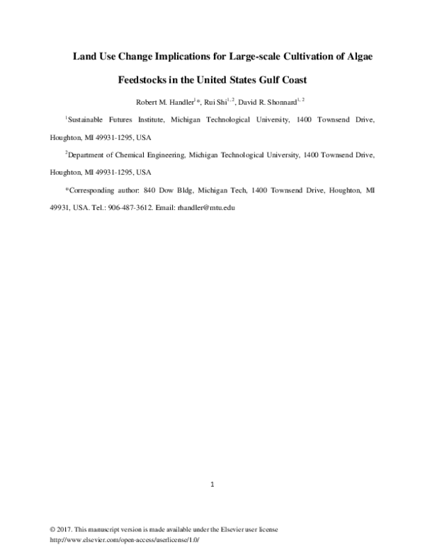 (PDF) Land use change implications for large-scale cultivation of algae ...