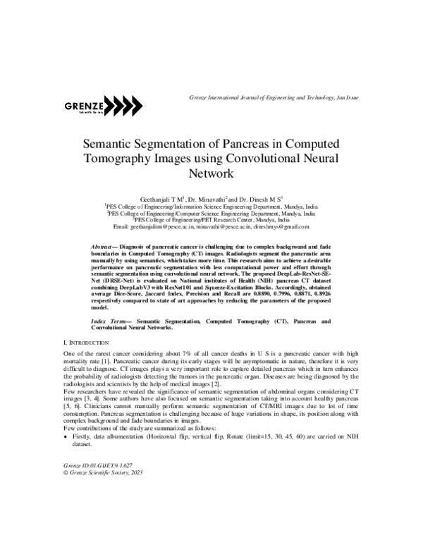 (PDF) Semantic Segmentation of Pancreas in Computed Tomography Images using Convolutional Neural ...