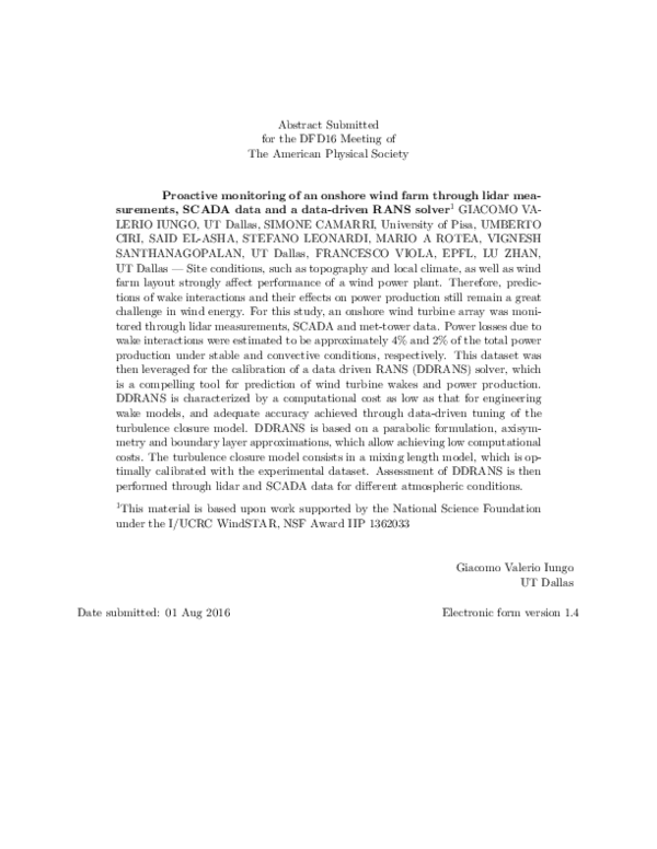 Pdf Proactive Monitoring Of An Onshore Wind Farm Through Lidar Measurements Scada Data And A