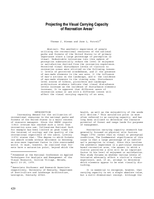 (PDF) Projecting the visual carrying capacity of recreation areas
