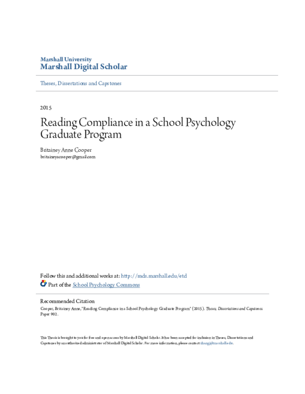 (PDF) Reading Compliance in a School Psychology Graduate Program