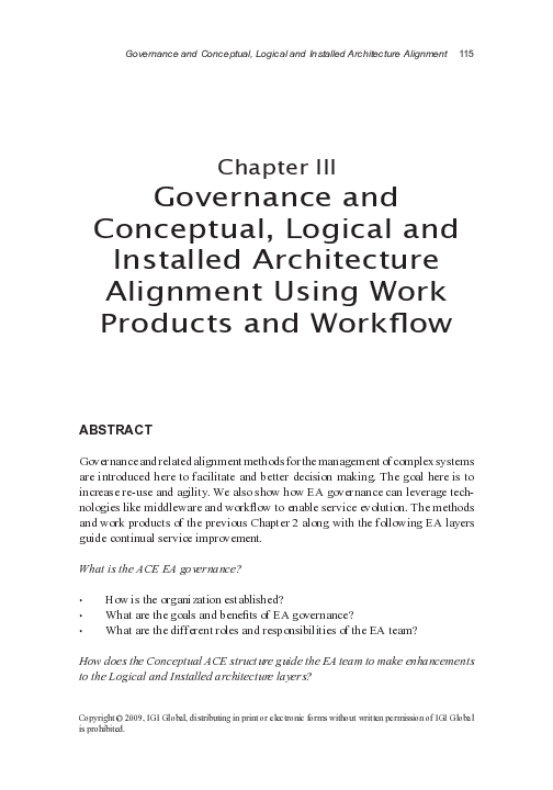 (PDF) Governance and Conceptual, Logical and Installed Architecture ...