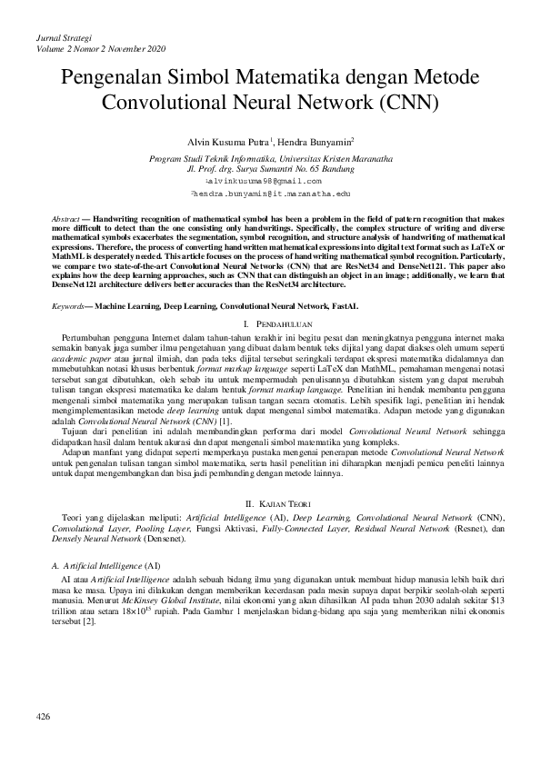 (PDF) Pengenalan Simbol Matematika dengan Metode Convolutional Neural ...