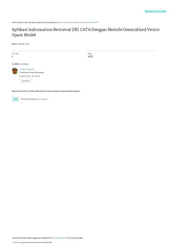 (PDF) Aplikasi Information Retrieval (IR) CATA Dengan Metode Generalized Vector Space Model ...