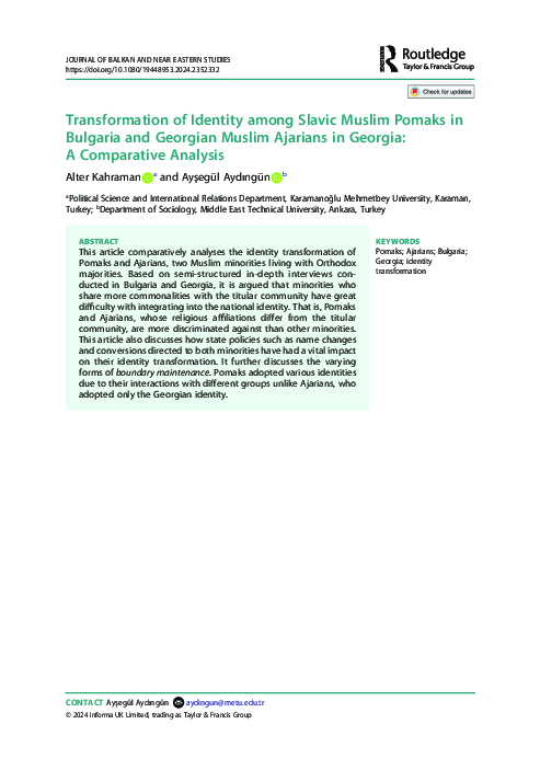 (PDF) Transformation of Identity among Slavic Muslim Pomaks in Bulgaria ...