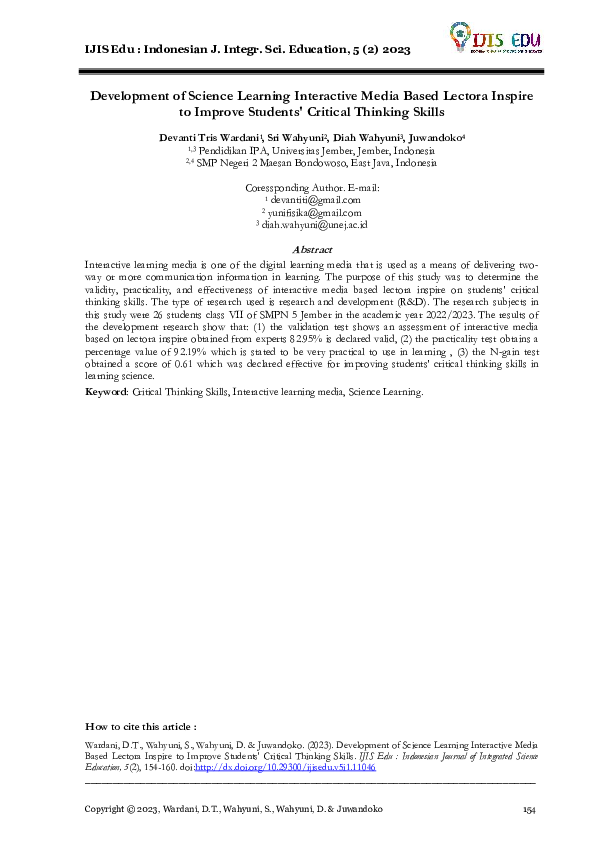 (PDF) Development of Science Learning Interactive Media Based Lectora ...