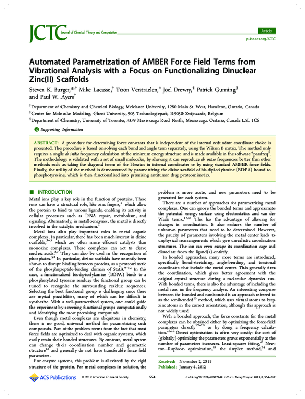 Pdf Automated Parameterization Of Amber Force Field Terms From