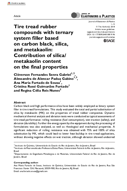 (PDF) Tire tread rubber compounds with ternary system filler based on ...