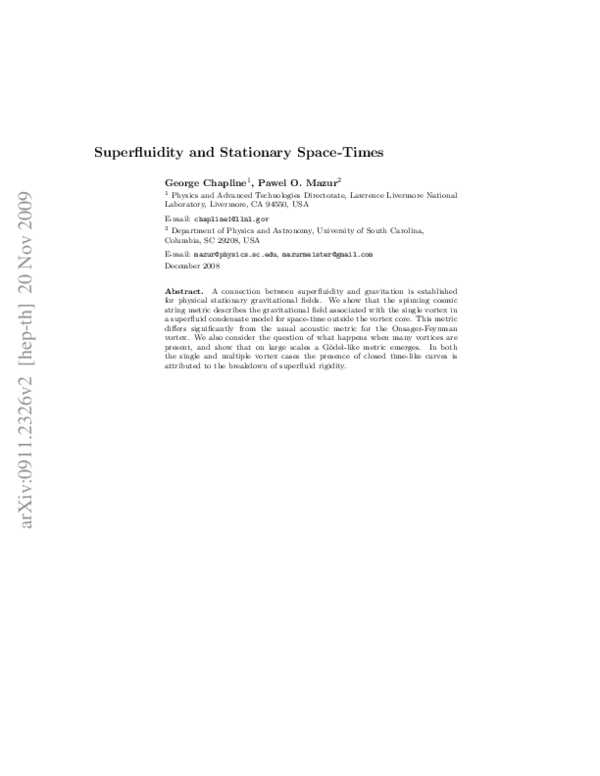 (PDF) Superfluidity and Stationary Space-Times