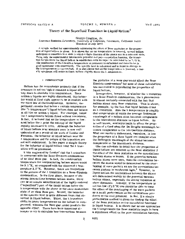 (PDF) Theory of the Superfluid Transition in Liquid Helium