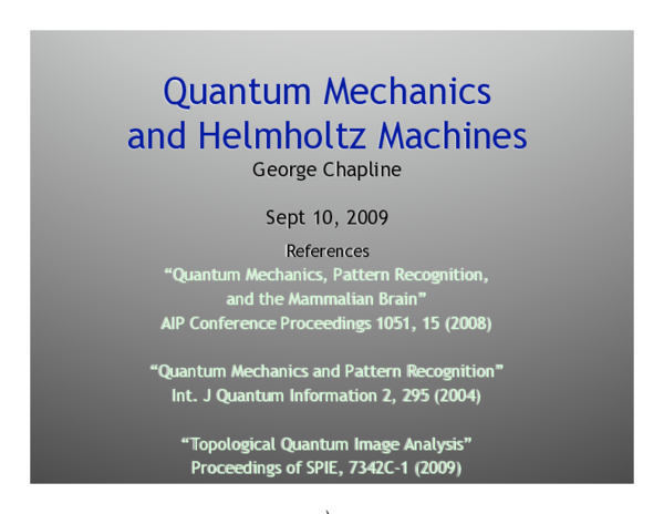 (PDF) Quantum Mechanics and Pattern Recognition