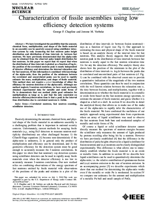 (PDF) Characterization of Fissile Assemblies Using Low-Efficiency ...