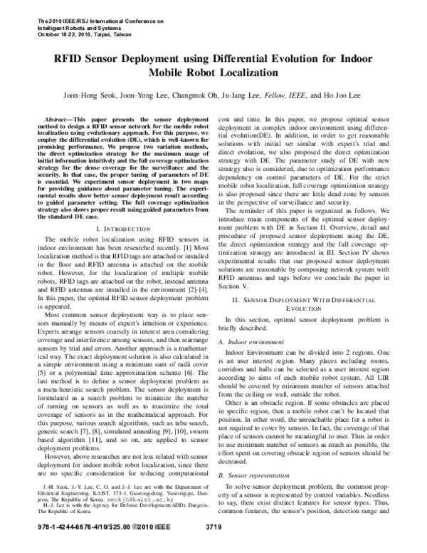 Pdf Rfid Sensor Deployment Using Differential Evolution For Indoor Mobile Robot Localization