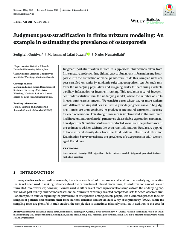 Pdf Post Stratification In Finite Mixture Models
