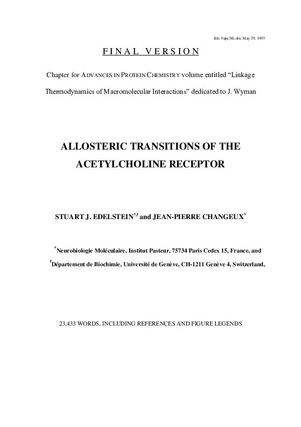 (PDF) Allosteric Transitions of the Acetylcholine Receptor